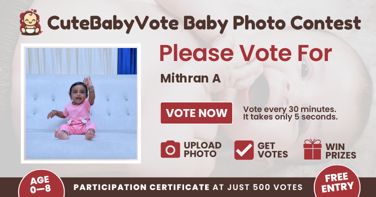 Vote For Mithran A — CuteBabyVote Baby Photo Contest (July 2025)